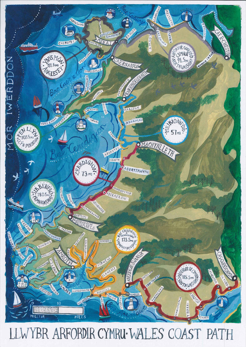 'The Wales Coastal Path' Poster by Lizzie Spikes – National Library of ...