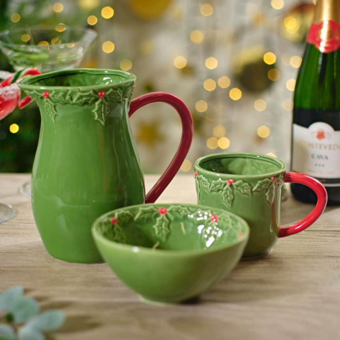 'Christmas Holly' Stoneware Jug – National Library of Wales Online Shop