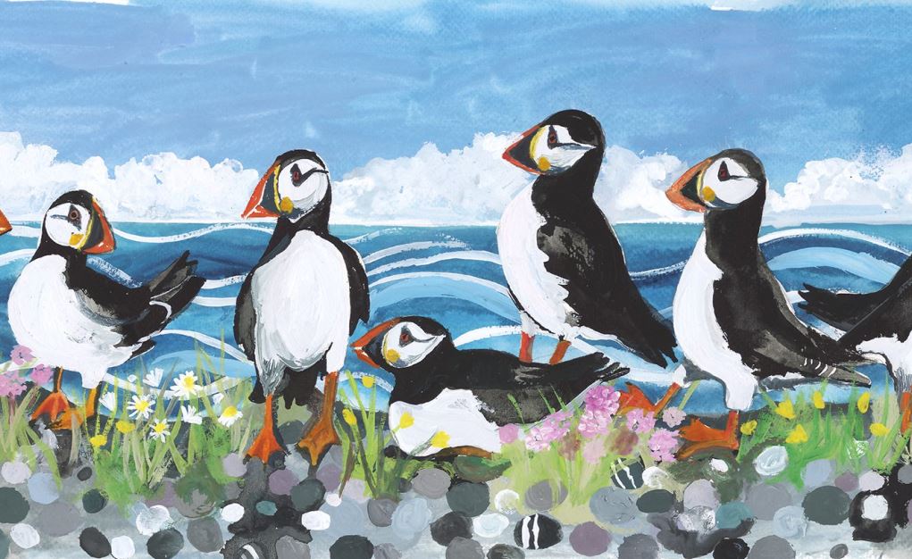'A Circus of Puffins' tea towel by Lizzie Spikes – National Library of ...
